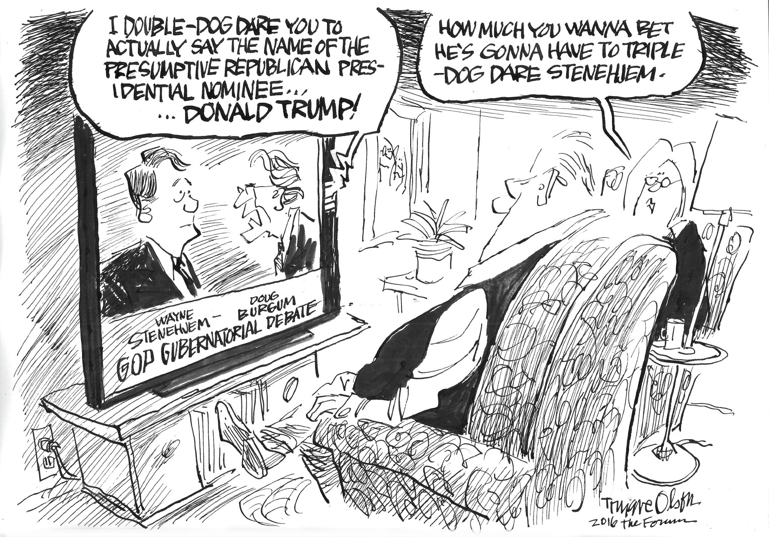 Trygve Olson Cartoon Triple Dog Dare Debate InForum Fargo trygve-olson-cartoon-triple-dog-dare-debate-inforum-fargo